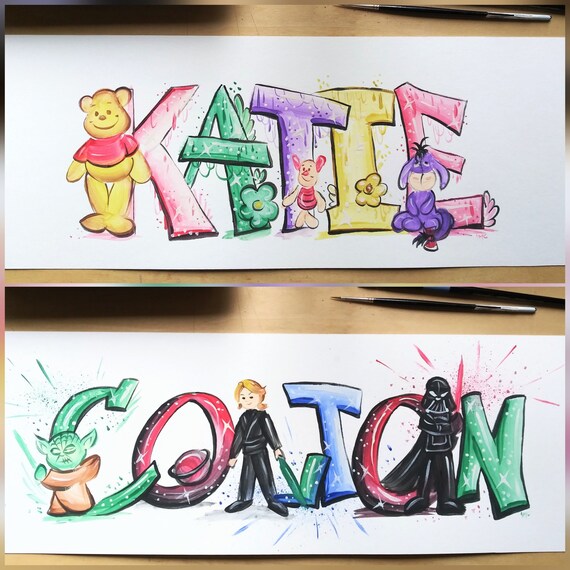 Any Character Customized Name Painting | Etsy