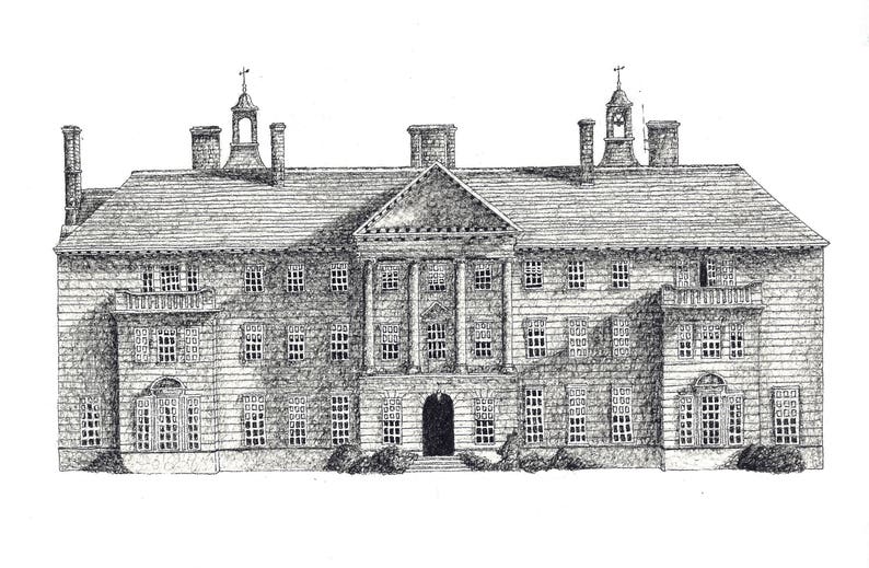 Wedding Venue Illustration Custom Wedding Venue Drawing Black and White ...