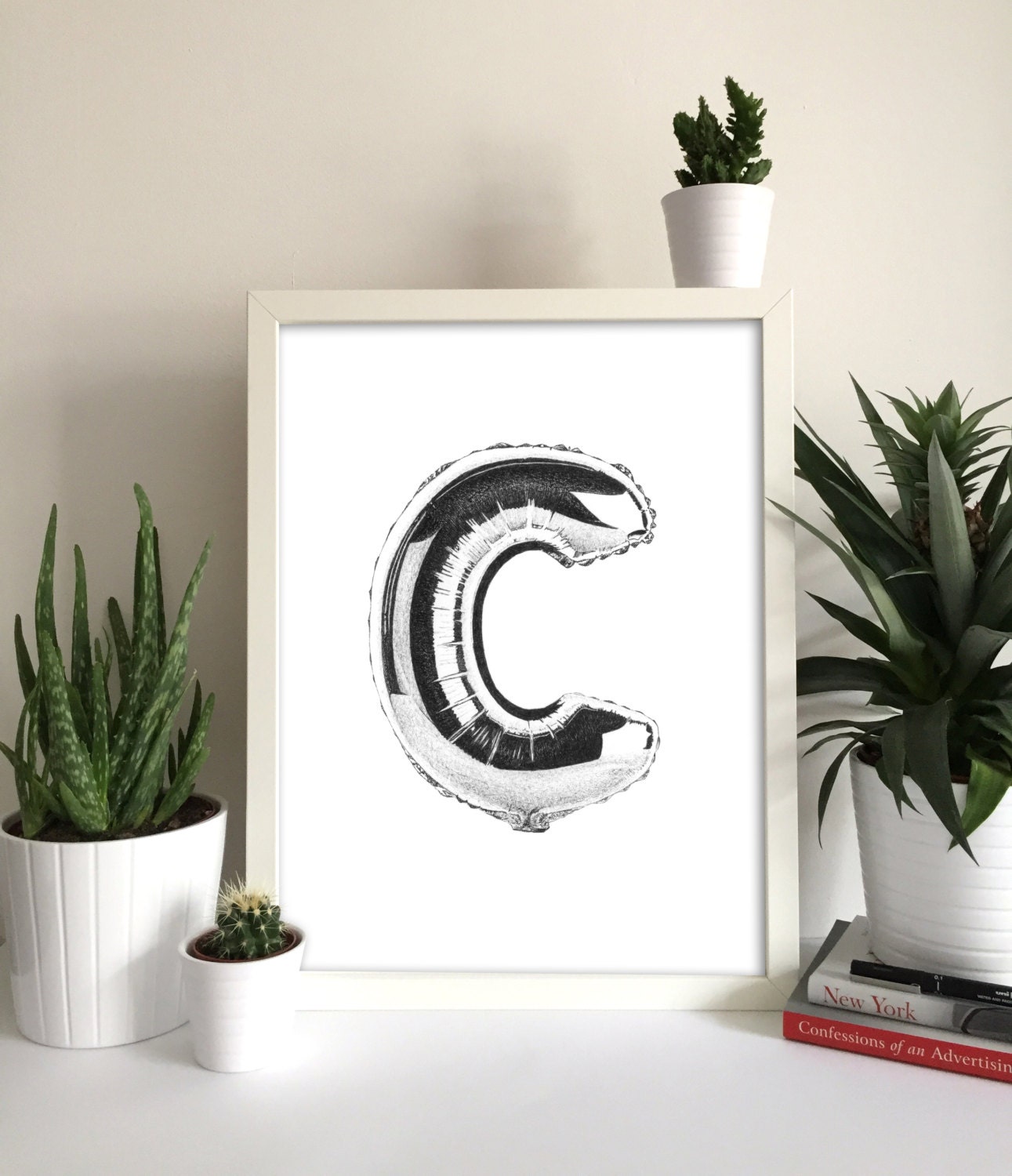 Alphabet Letter C Typographic Balloon Print Wall Art Gift Idea Home ...
