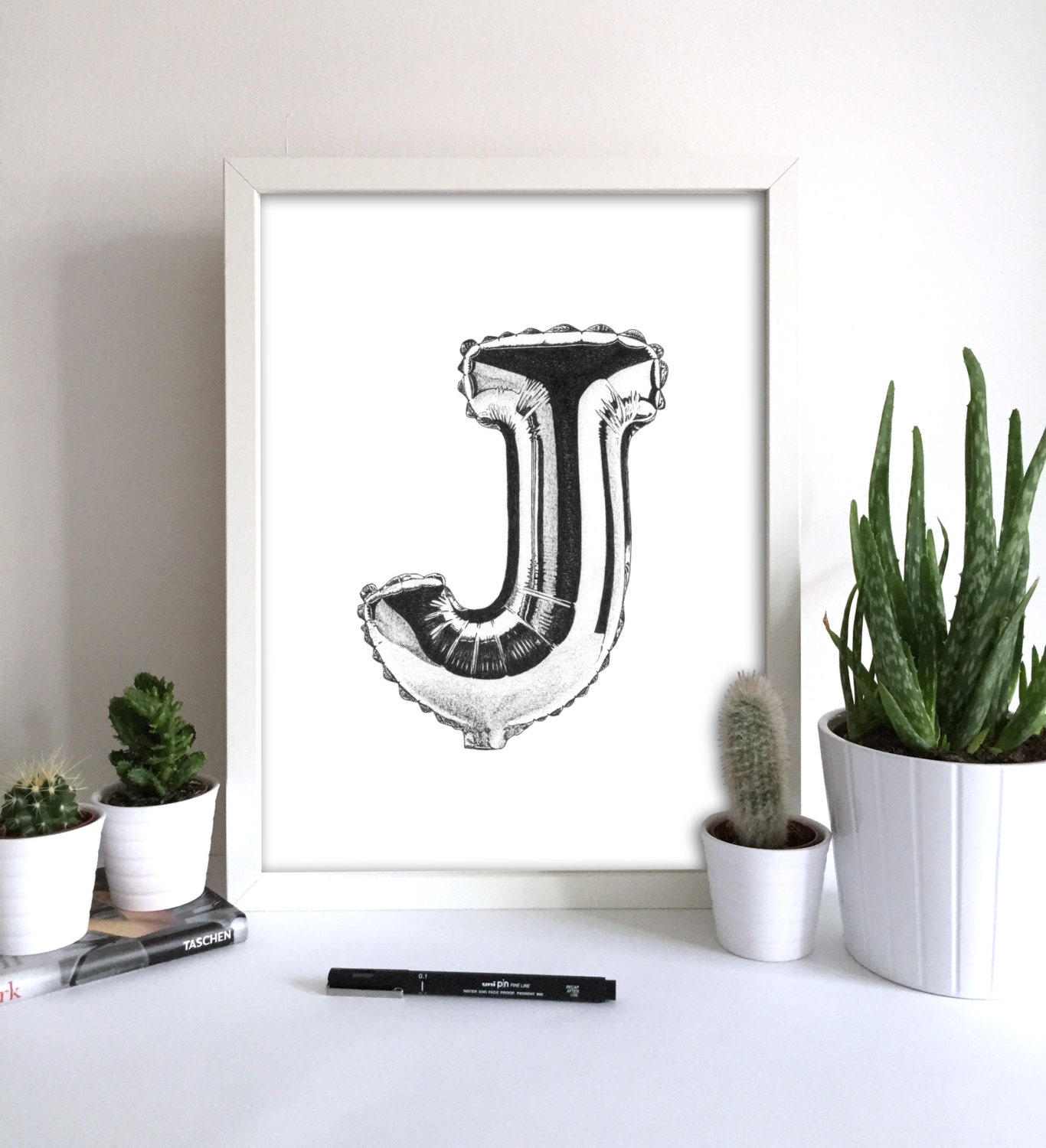 Alphabet Letter J Typographic Balloon Print Wall Art Gift Idea Home ...