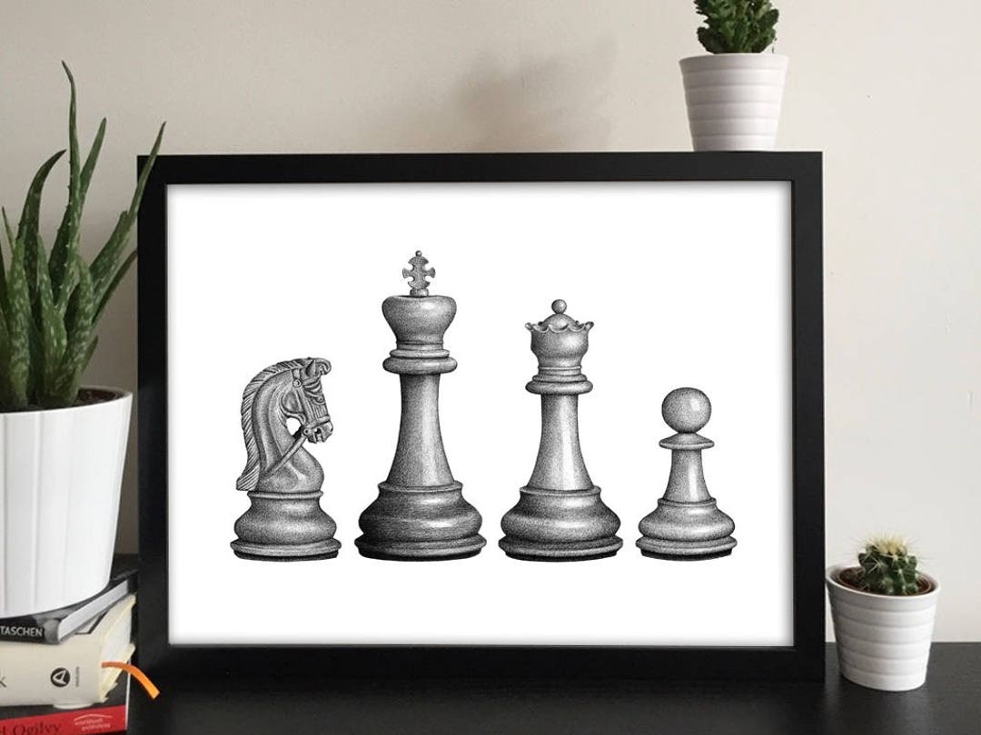 Bespoke Custom Family Chess Piece Portrait Print Art Gift Idea Home ...