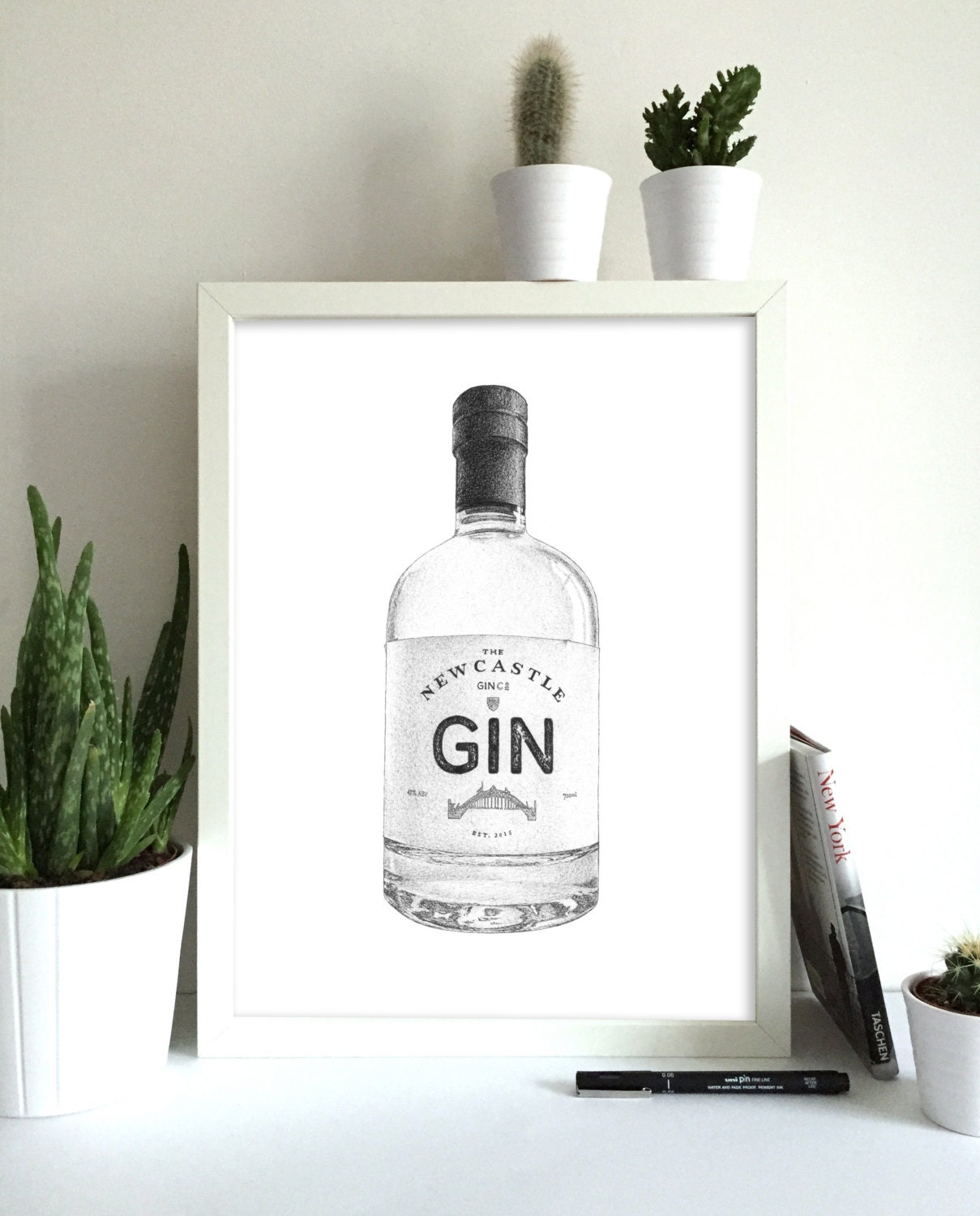 Newcastle Gin Print Newcastle Gin Art Gin Print Gin Wall Art Alcohol ...