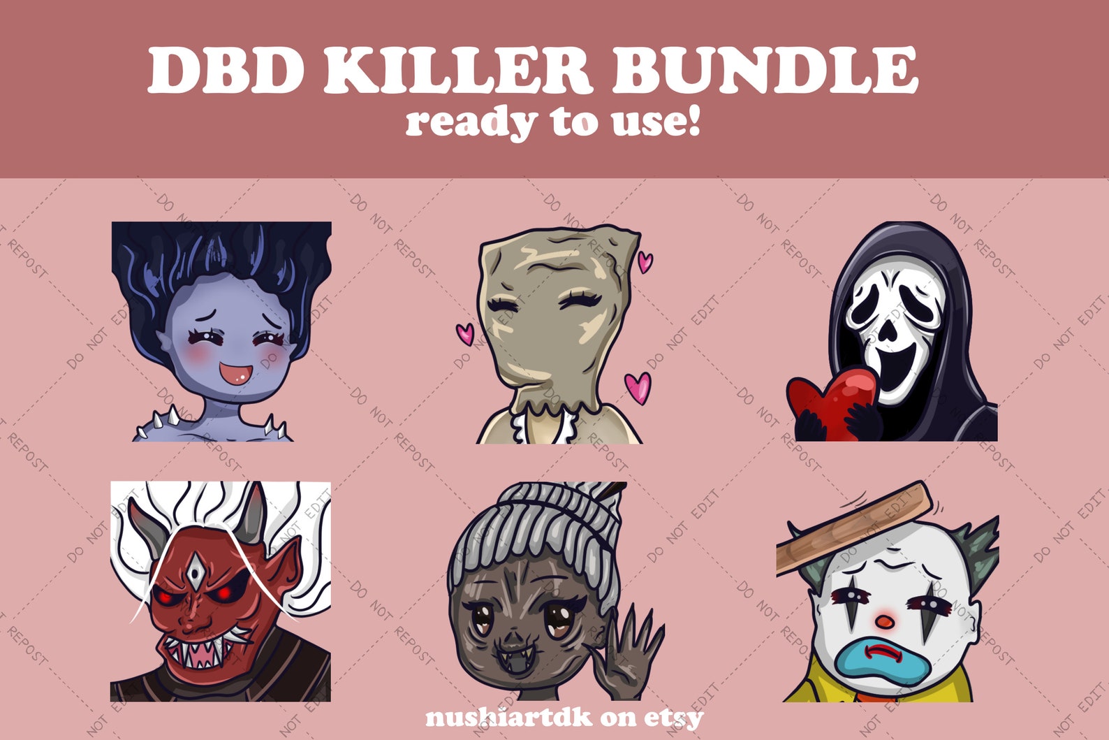 DBD Killers Emote Bundle the Clown Ghostface the Hag Spirit the Nurse ...