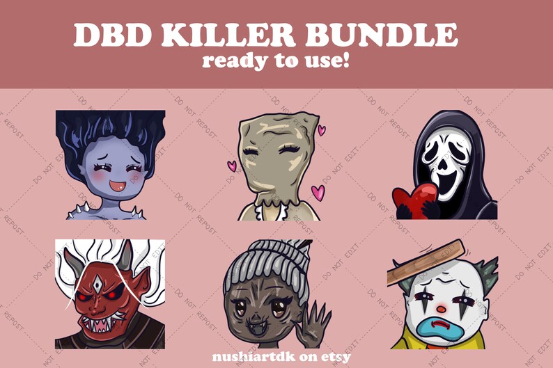 DBD Killers Emote Bundle the Clown Ghostface the Hag Spirit the Nurse ...