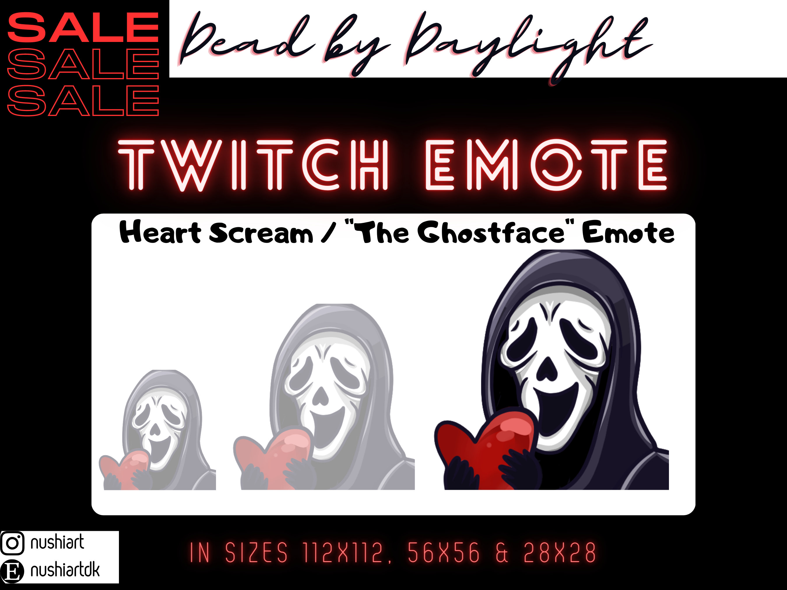 Ghostface Heart Emote Ready to Use Dead by Daylight Twitch Emotes - Etsy