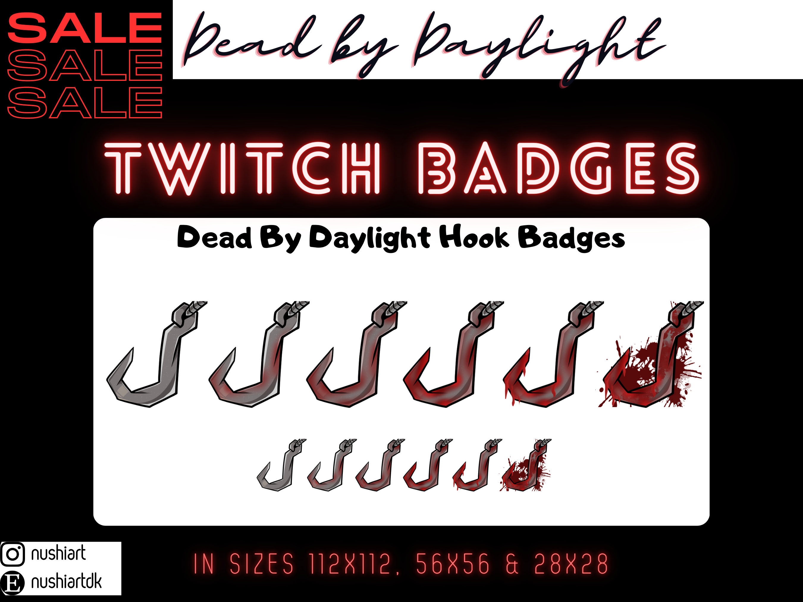 DBD Hooks Sub/Bit Twitch Badges / Dead By Daylight / Discord Badges ...