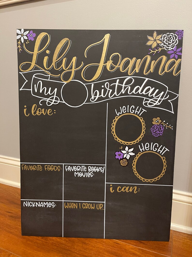 Reusable Yearly Customized Birthday Chalkboard | Etsy
