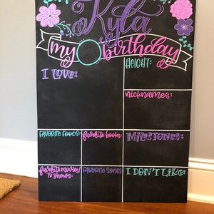 Reusable Yearly Customized Birthday Chalkboard - Etsy
