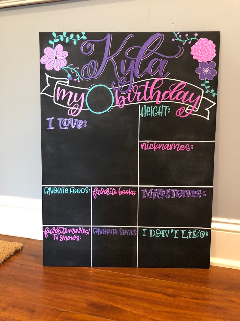 Reusable Yearly Customized Birthday Chalkboard | Etsy