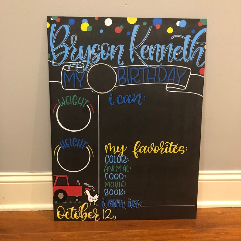 Reusable Yearly Customized Birthday Chalkboard | Etsy