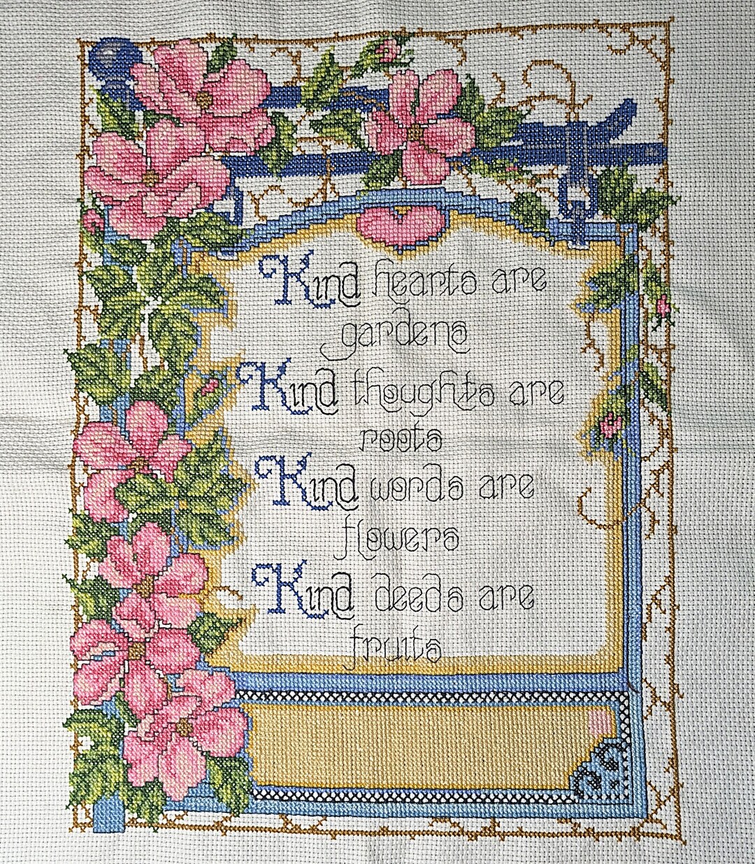 Kindness Completed Embroidery, One of the Kind Kindness Verse Cross ...