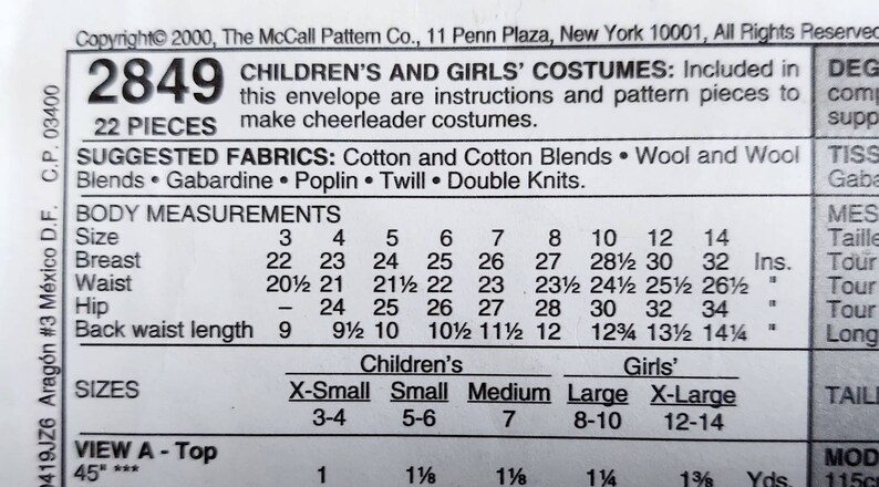 Mccall's 2849 Cheerleader Costume Fancy Dress - Etsy