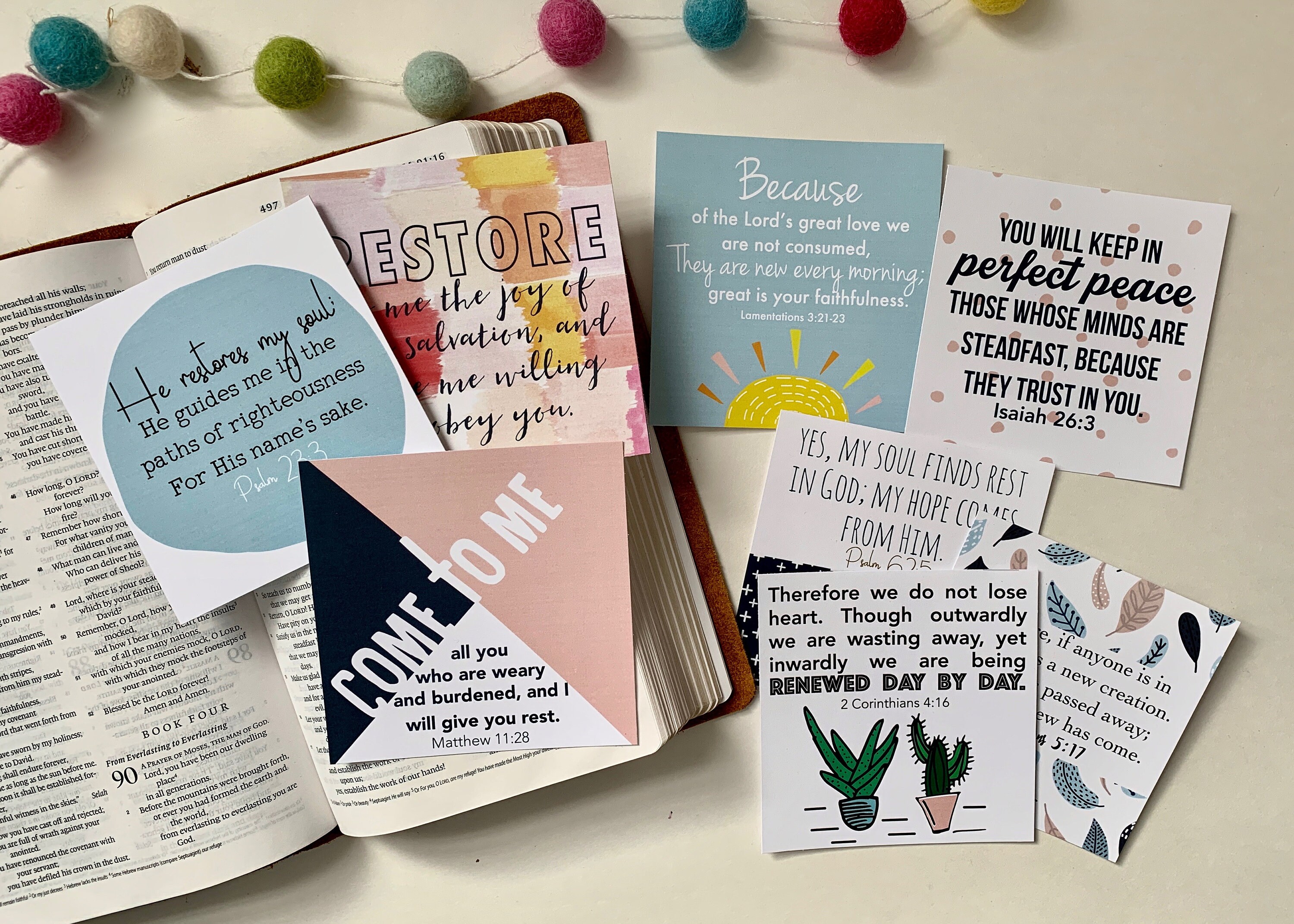 Scripture Cards, Set of 8, Verses About Rest and Renewal, Instant ...