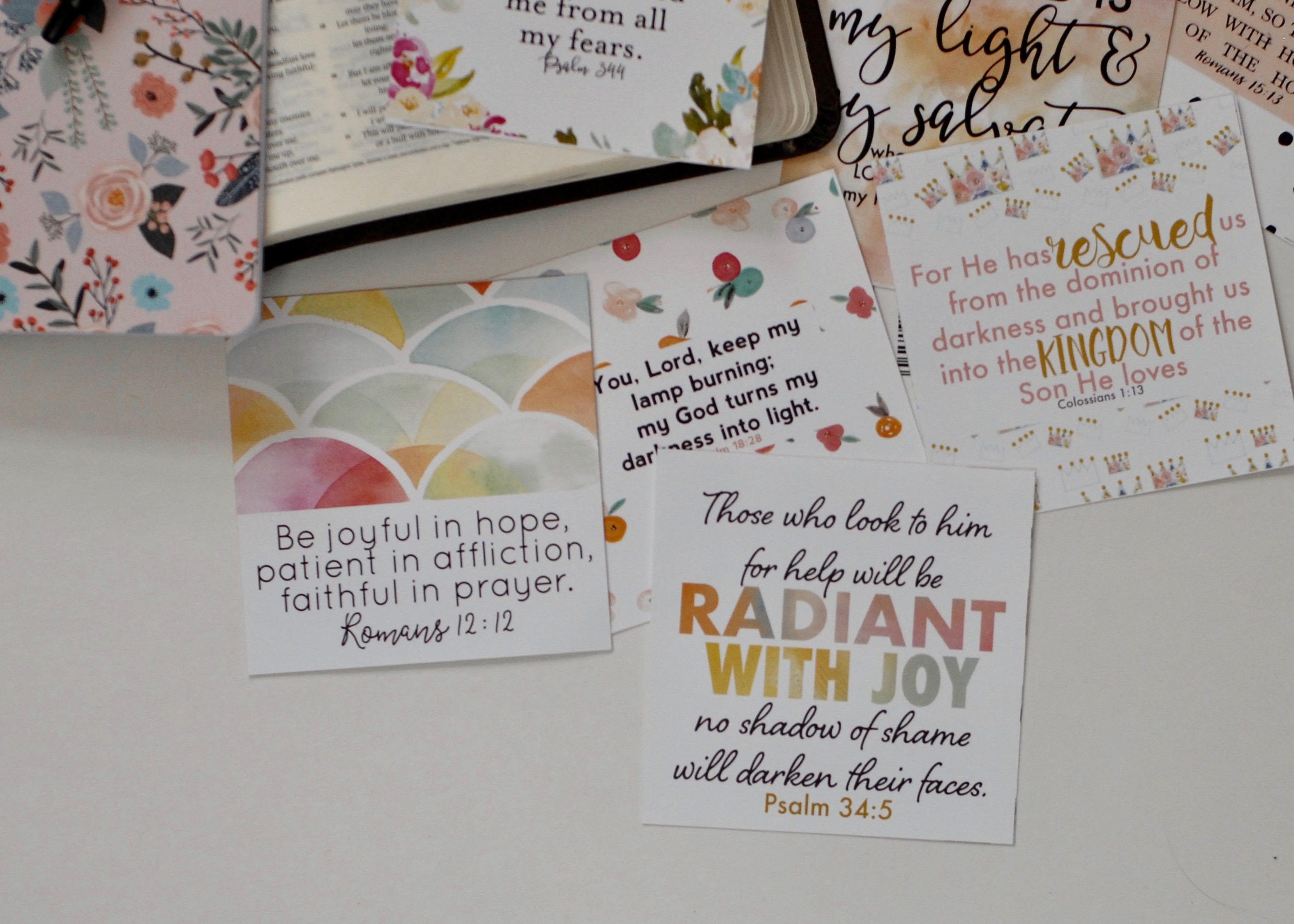 Watercolor Scripture Cards Set of 8 Verses About Light and - Etsy