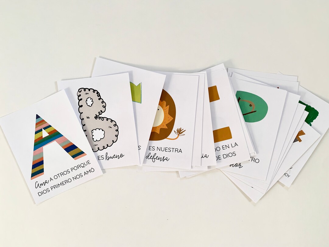 Spanish Alphabet Bible Flashcards: A to Z Learning Cards (instant ...