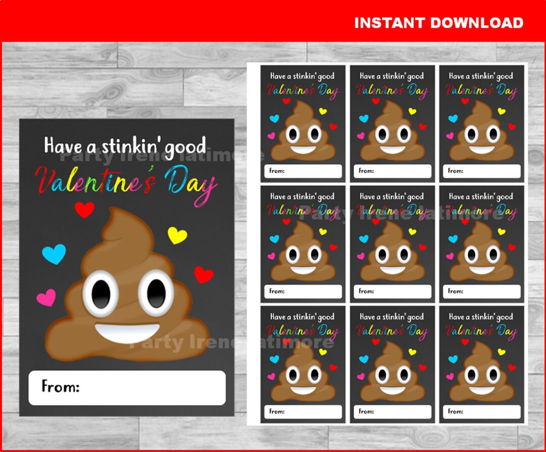 Poop Emoji Valentine's Day Card for Kids, Funny Valentine Card, Girl ...