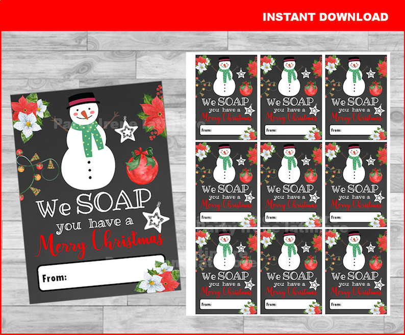 Printable Hand Soap Gift Tags We SOAP You Have A Merry - Etsy