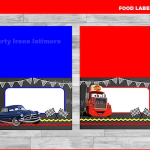 Cars Food Labels Instant Download, Cars Chalkboard Food Tent Cards ...