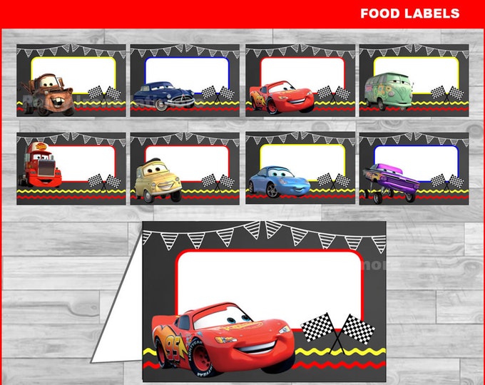 Disney Cars 3 Food Tents Chalkboard Set 3 Cars Food Label Disney Cars ...