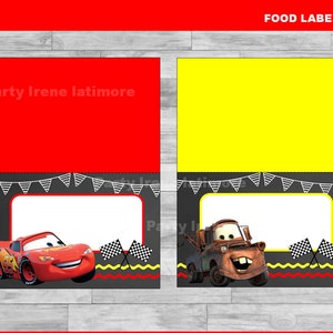 Cars Food Labels Instant Download, Cars Chalkboard Food Tent Cards ...