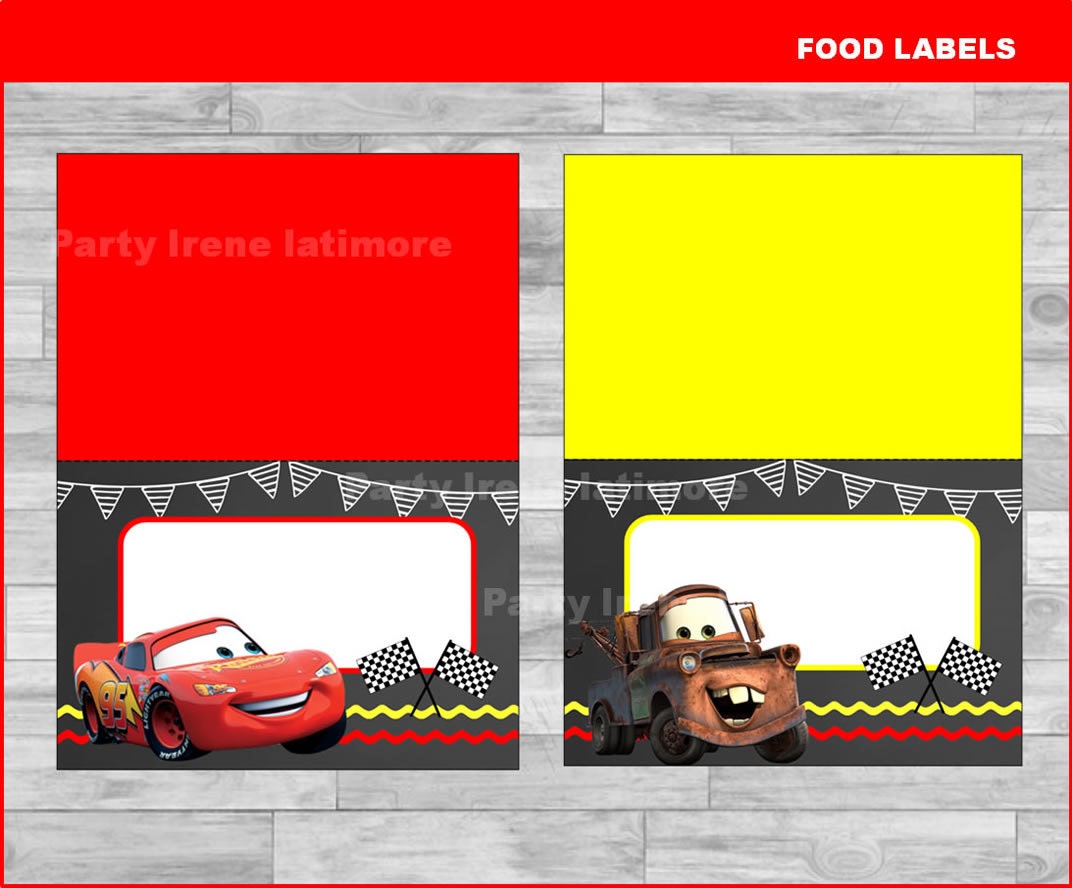 Cars Food Labels Instant Download, Cars Chalkboard Food Tent Cards ...