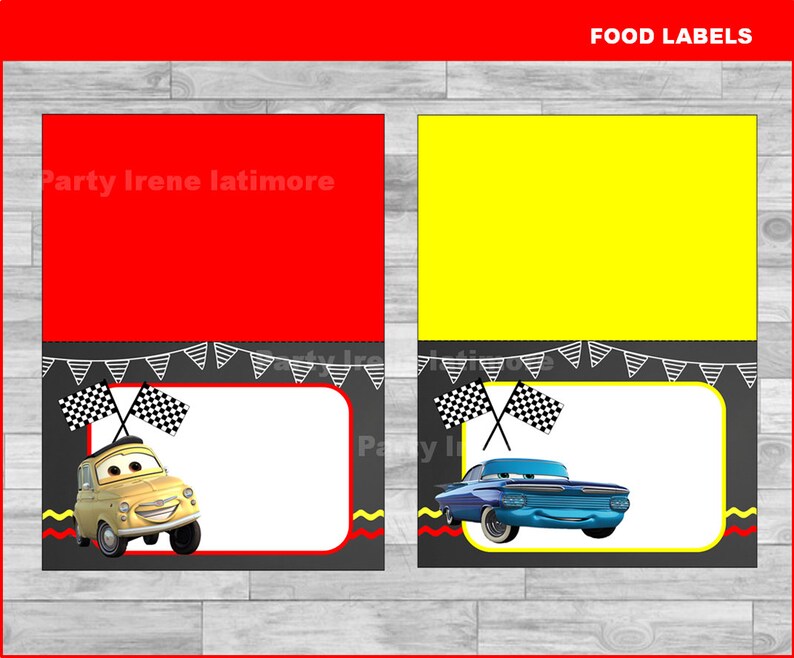 Cars 3 Food Labels Instant Download, Cars Chalkboard Food Tent Cards ...