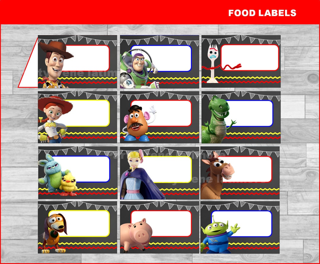 Toy Story 4 Food Labels Instant Download, Toy Story Chalkboard Food ...