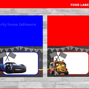 Cars 3 Food Labels Instant Download, Cars Chalkboard Food Tent Cards ...