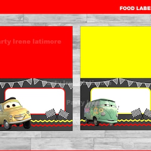 Cars Food Labels Instant Download, Cars Chalkboard Food Tent Cards ...