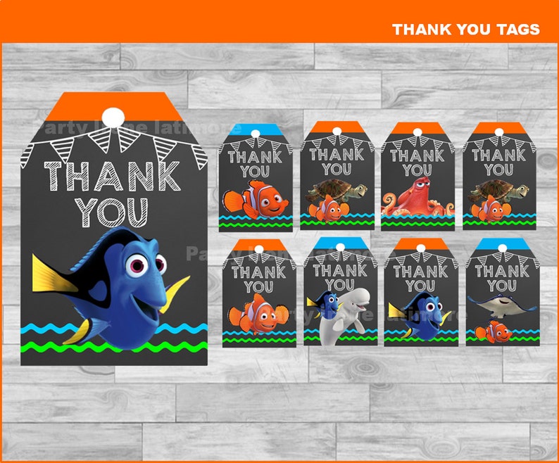 Finding Dory Thank you Tags Instant download Finding Dory | Etsy