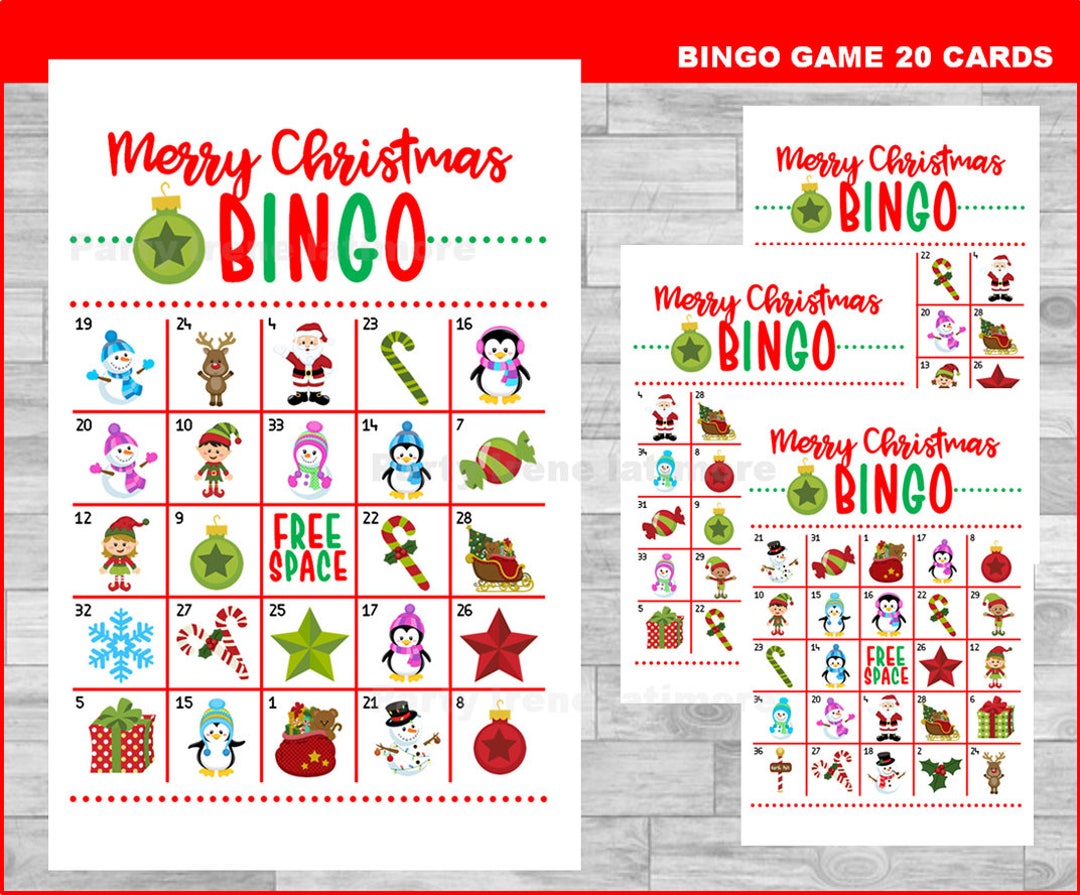 20 Christmas Bingo Cards - DIY Printable Game for Christmas Party ...