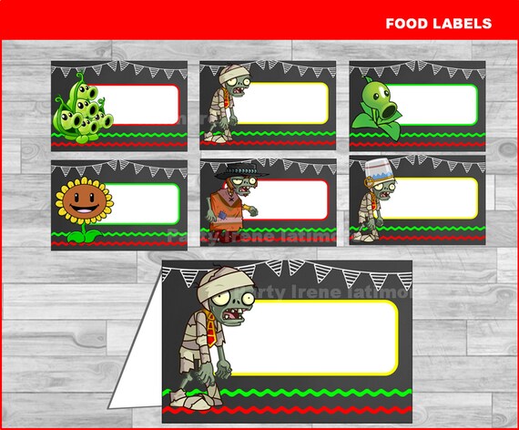 Plants vs Zombies food labels Instant download Plants vs | Etsy