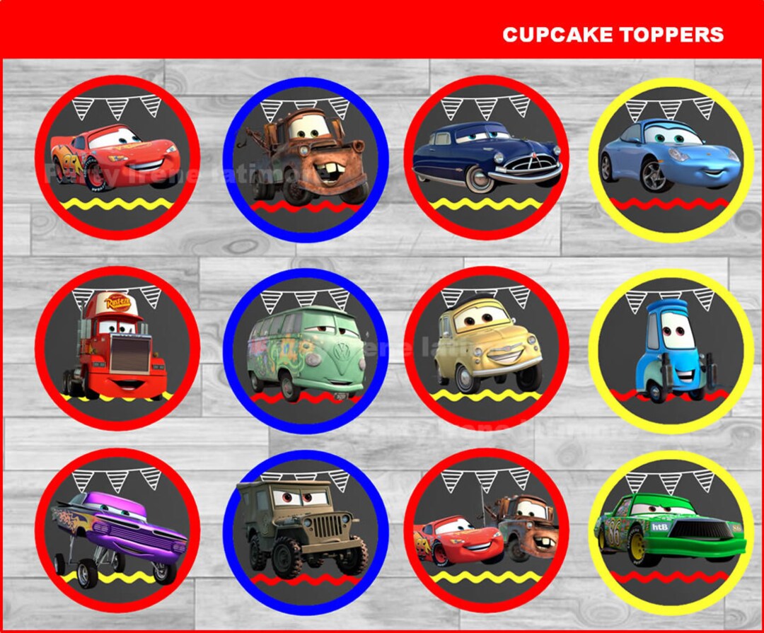 Cars Cupcakes Toppers Instant Download, Cars Chalkboard Toppers, Cars ...