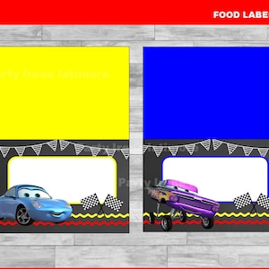 Cars Food Labels Instant Download, Cars Chalkboard Food Tent Cards ...