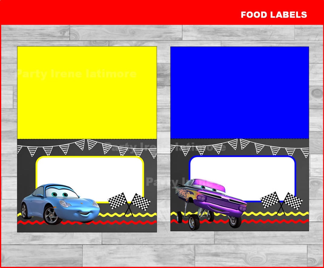 Cars Food Labels Instant Download, Cars Chalkboard Food Tent Cards ...