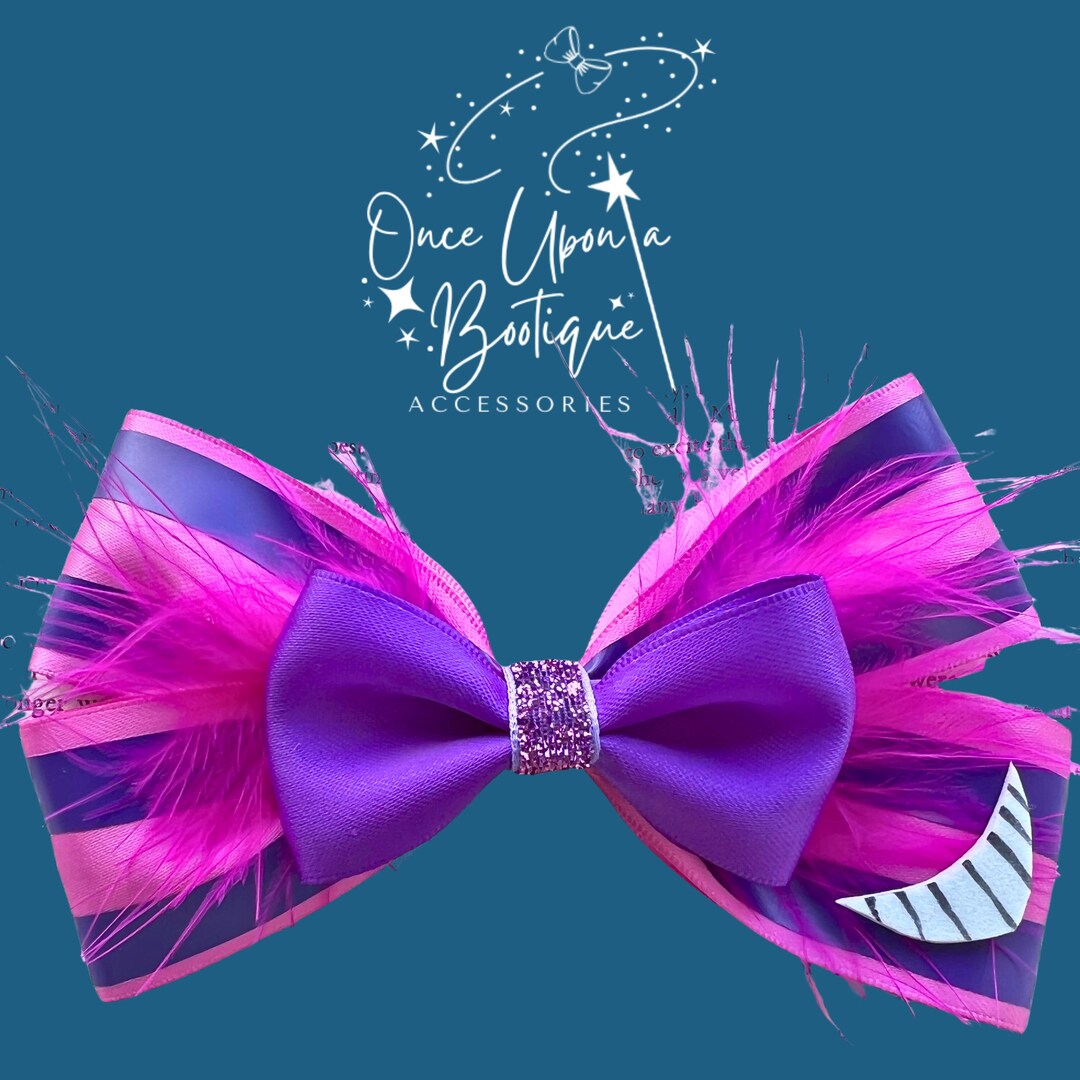 Cheshire Cat Hair Bow – Pink & Purple Ribbon, Cosplay Hair Clip - Etsy