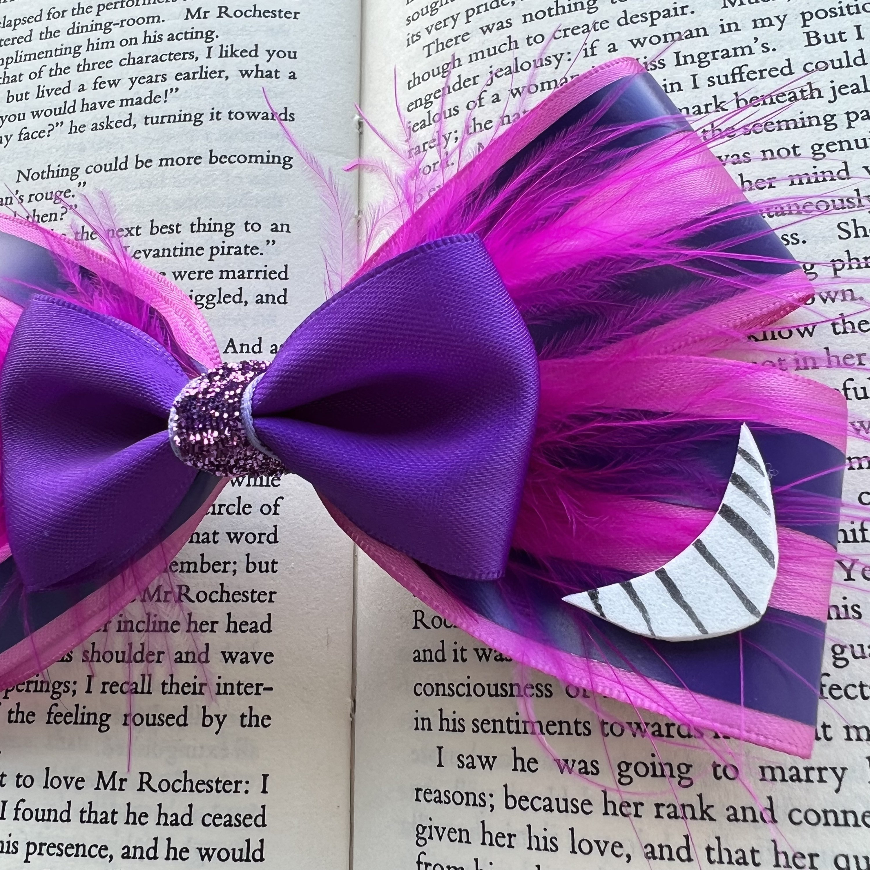 Cheshire Cat Hair Bow – Pink & Purple Ribbon, Cosplay Hair Clip - Etsy