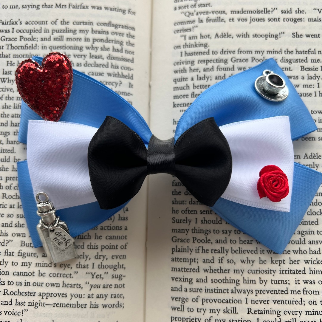 Alice Hair Bow Disney Hair Bow-alice in Wonderland Bow Hair Bow Alice ...