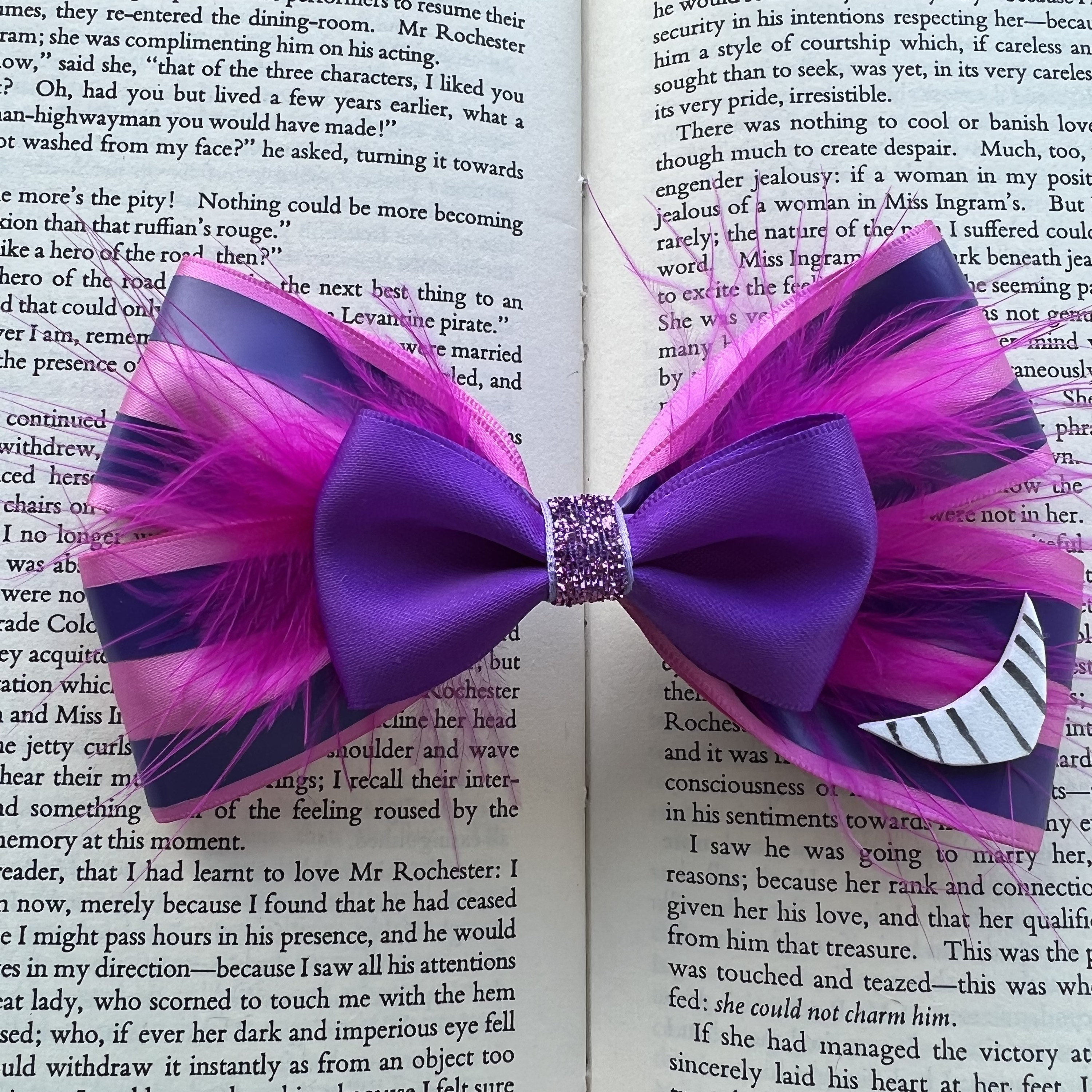 Cheshire Cat Hair Bow – Pink & Purple Ribbon, Cosplay Hair Clip - Etsy
