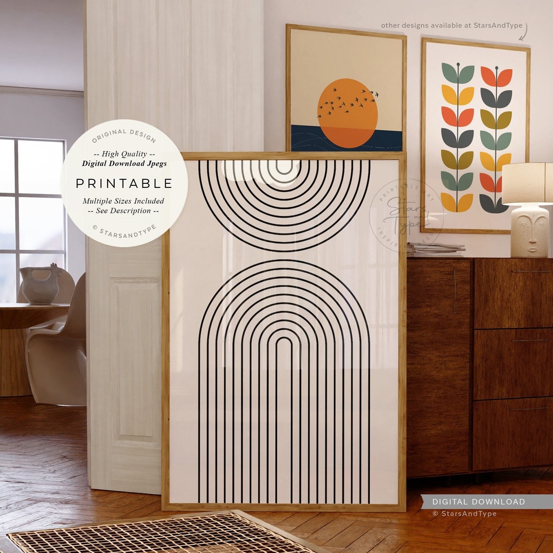 Geometric Boho Rainbows, PRINTABLE Art, Mid Century Modern Arches ...