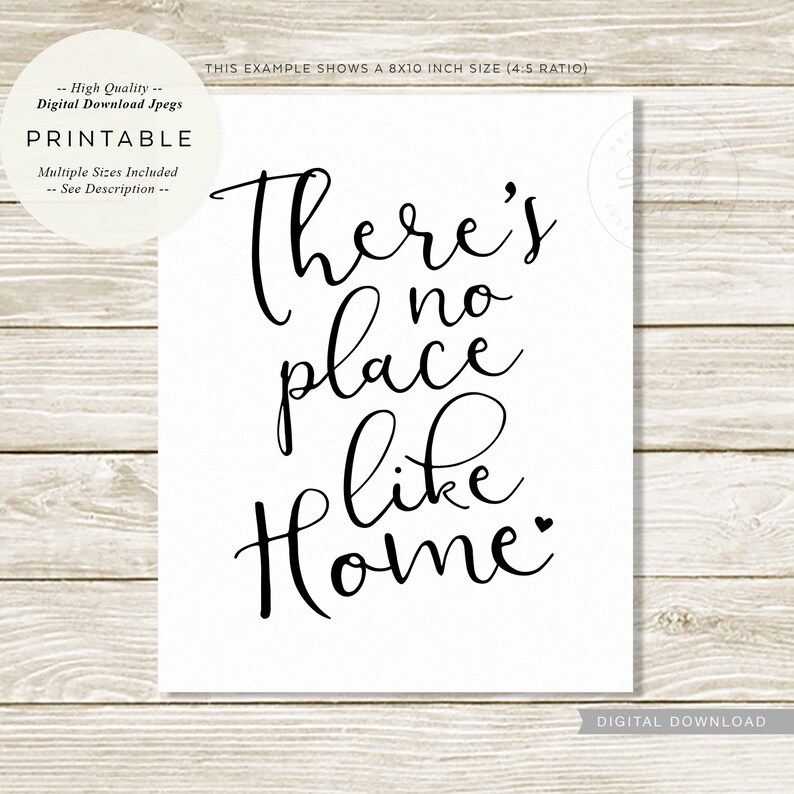 There's No Place Like Home PRINTABLE Wall Art Home - Etsy