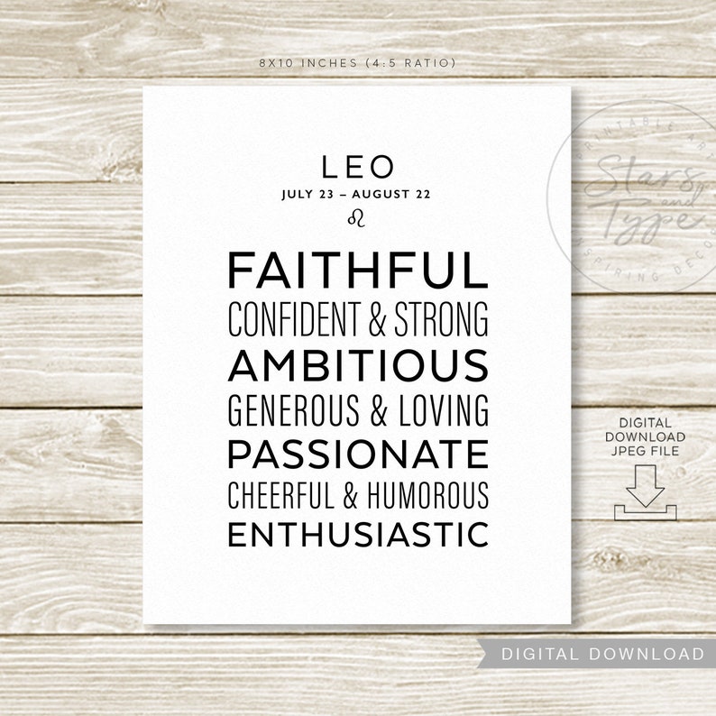 leo-star-sign-zodiac-meaning-printable-art-astrology-sign-etsy