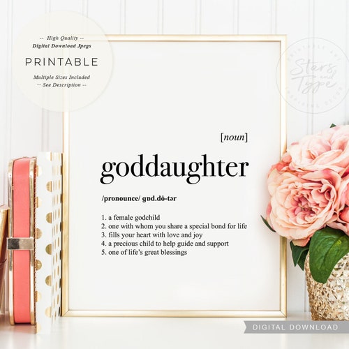 Goddaughter Definition PRINTABLE Art Dictionary Meaning - Etsy Canada