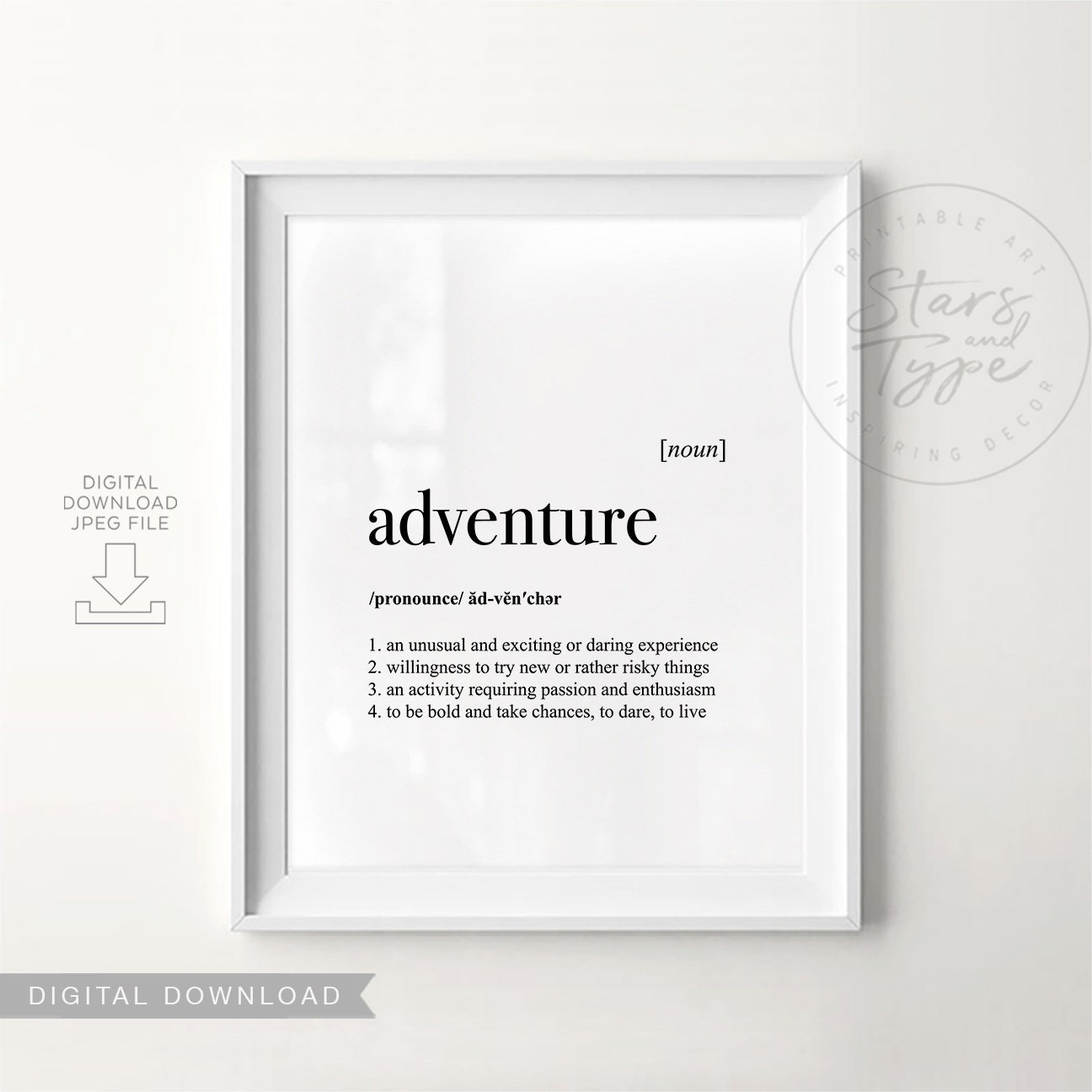 Adventure Dictionary Definition Meaning PRINTABLE Art | Etsy UK
