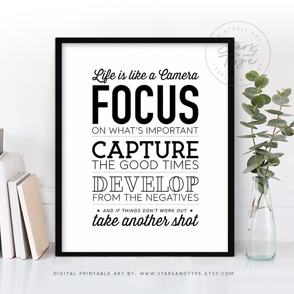 Life is like a camera PRINTABLE Wall Art Home Office Decor | Etsy