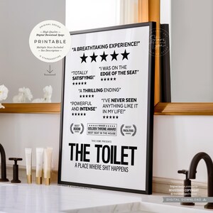 Toilet 5 Star Reviews, PRINTABLE Wall Art, Bathroom Rating Sign, Funny ...