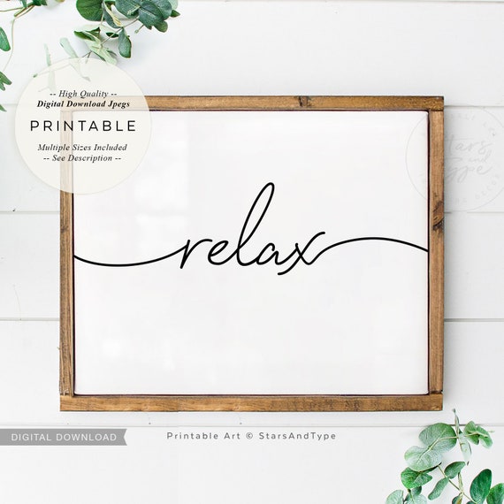 Relax PRINTABLE Wall Art Be Calm Meditation Relaxation | Etsy