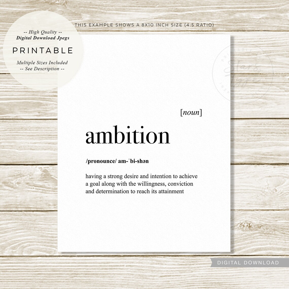 Ambition Definition PRINTABLE Art Dictionary Meaning - Etsy UK