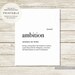 Ambition Definition PRINTABLE Art Dictionary Meaning - Etsy UK