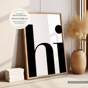 Hi PRINTABLE Wall Art, Bold Statement Typography, Entryway Welcome ...